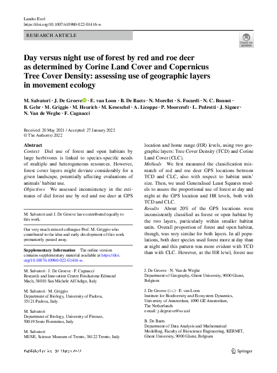 (PDF) Day versus night use of forest by red and roe deer as determined ...