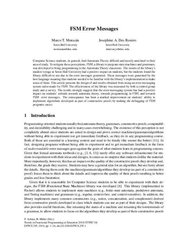 Pdf Fsm Error Messages