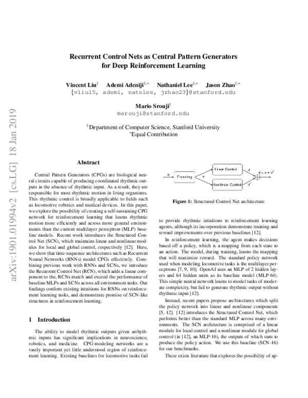 (PDF) Recurrent Control Nets for Deep Reinforcement Learning