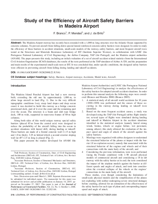 (PDF) Study of the Efficiency of Aircraft Safety Barriers in Madeira ...