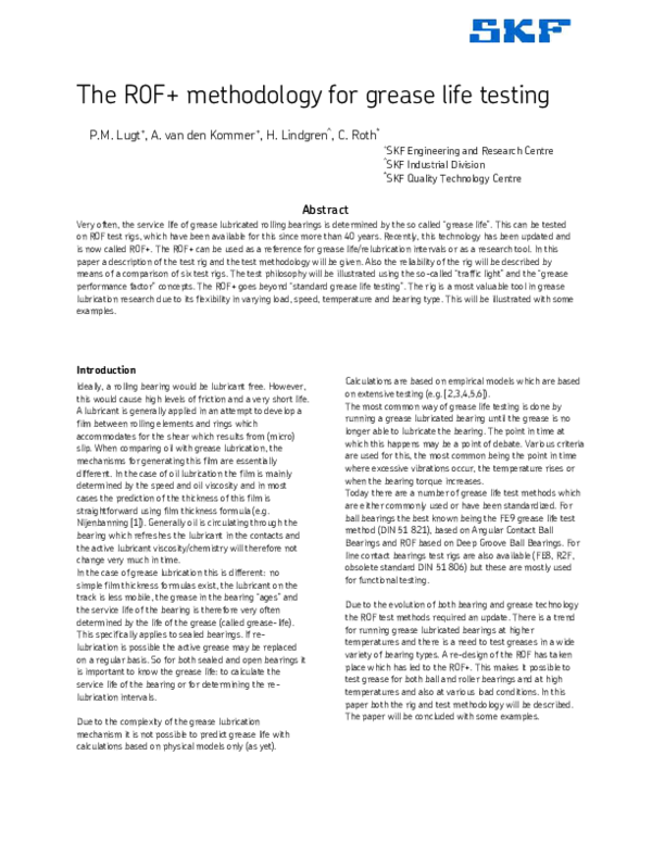 (PDF) The R 0 F + methodology for grease life testing