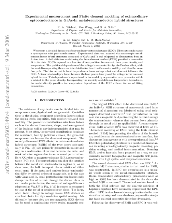 Pdf Experimental Measurement And Finite Element Modeling Of