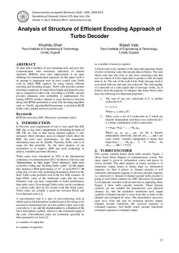 Pdf Efficient Turbo Code Encoding And Decoding