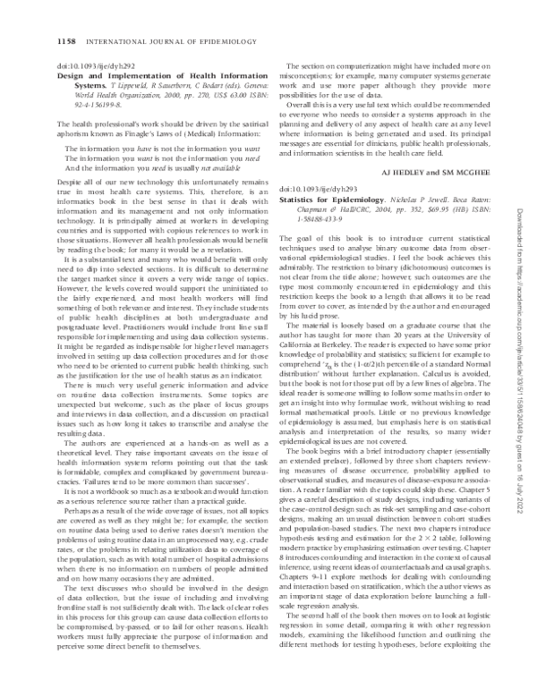 (PDF) Design and Implementation of Health Information Systems. T Lippeveld, R Sauerborn, C ...