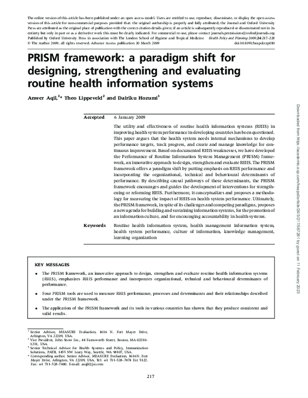 (PDF) PRISM framework: a paradigm shift for designing, strengthening ...