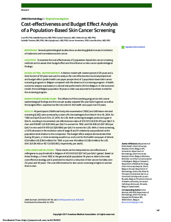 (PDF) Cost-effectiveness and Budget Effect Analysis of a Population ...