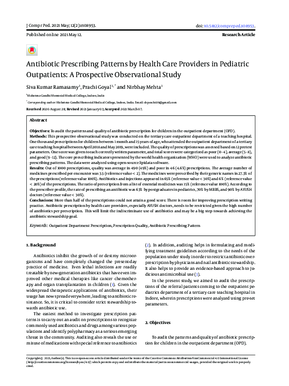 (PDF) Antibiotic Prescribing Patterns by Health Care Providers in ...