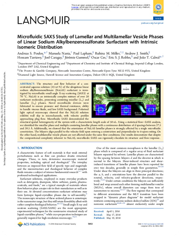 (PDF) Microfluidic SAXS study of lamellar and multilamellar vesicle ...