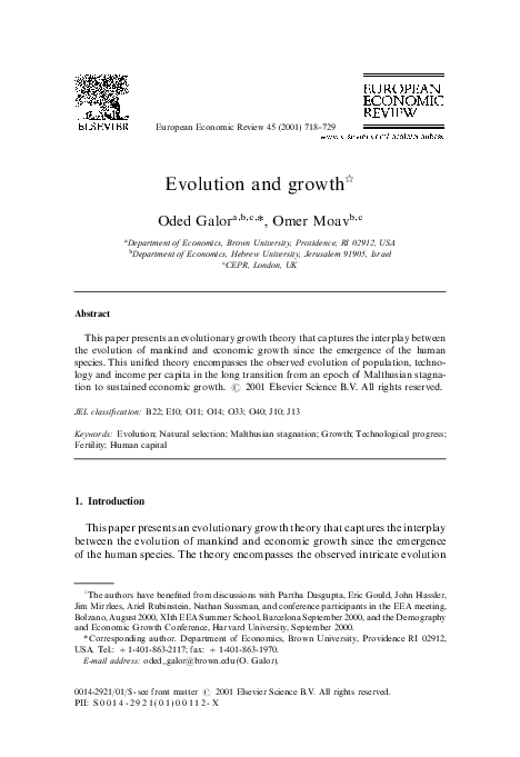 (PDF) Evolution and growth | Oded Galor - Academia.edu