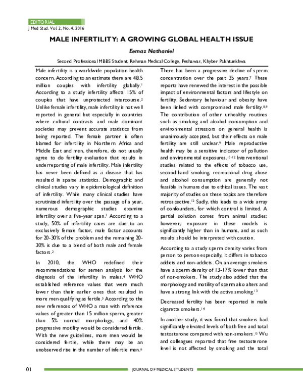 (PDF) Male Infertility: A Growing Global Health Issue