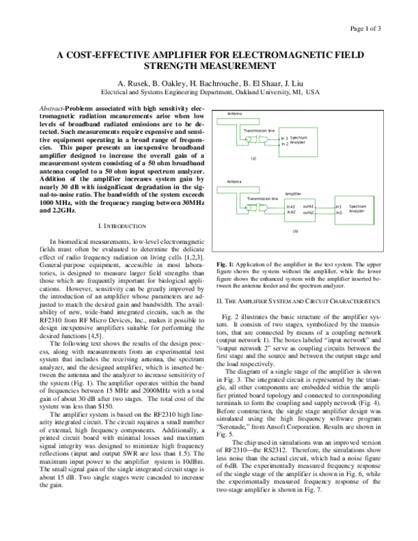 (PDF) A cost-effective amplifier for electromagnetic field strength ...