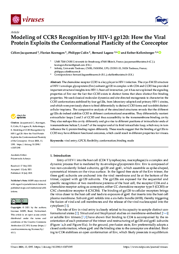 (PDF) Modeling of CCR5 Recognition by HIV-1 gp120: How the Viral ...