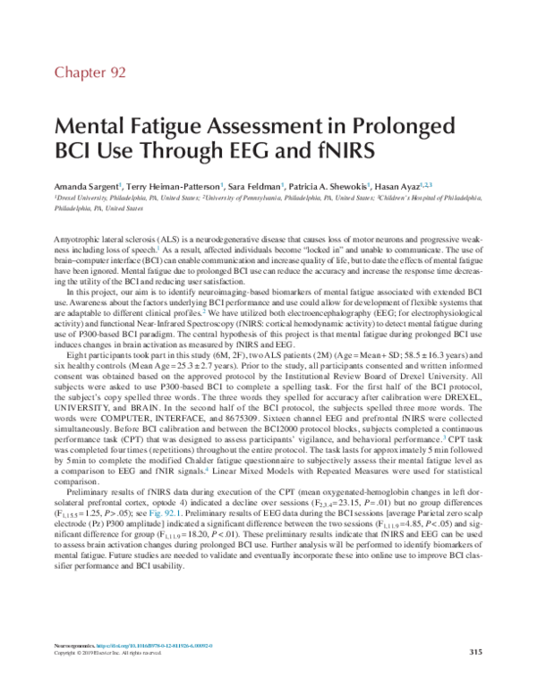 (PDF) Mental Fatigue Assessment in Prolonged BCI Use Through EEG and fNIRS