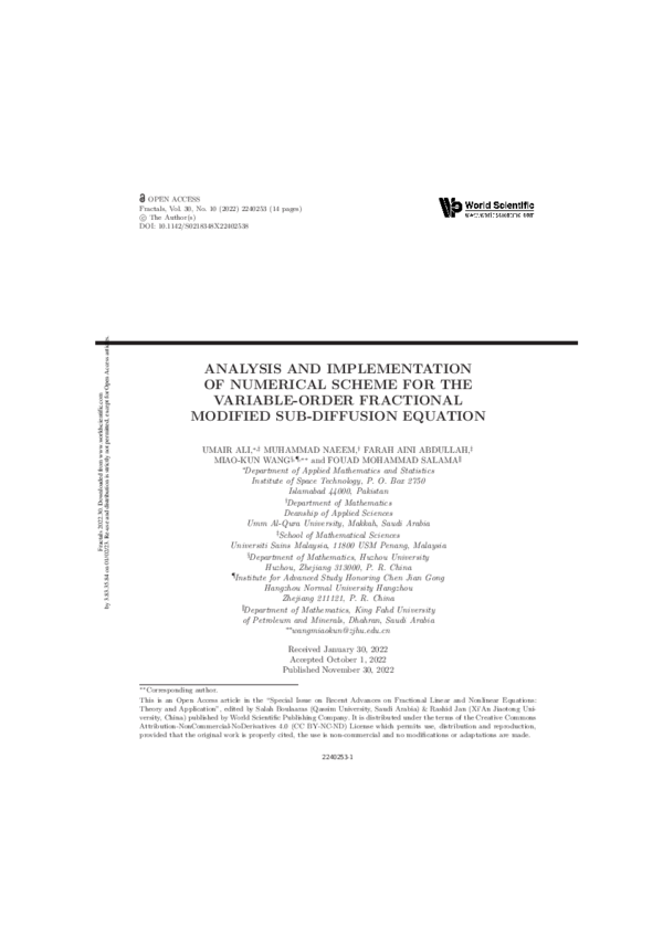 Pdf Numerical Scheme For Variable Order Fractional Sub Diffusion