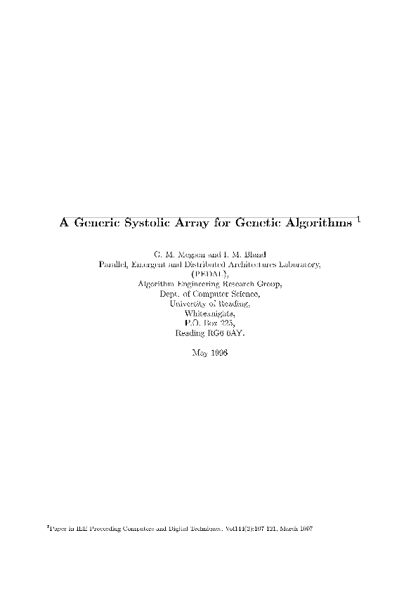 Pdf Generic Systolic Array For Genetic Algorithms