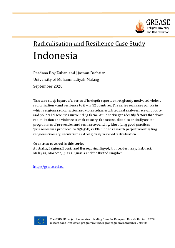 (PDF) Radicalisation and resilience case study : Indonesia