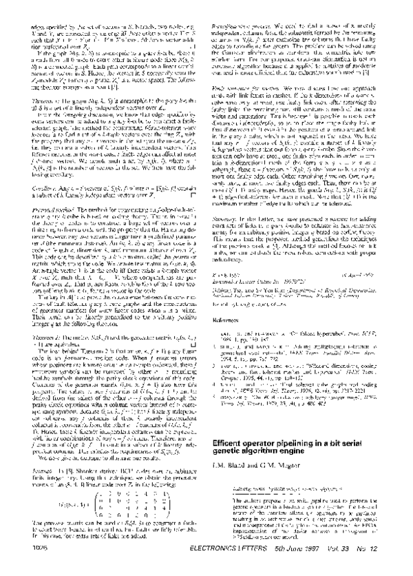 Pdf Efficent Operator Pipelining In A Bit Serial Genetic Algorithm Engine