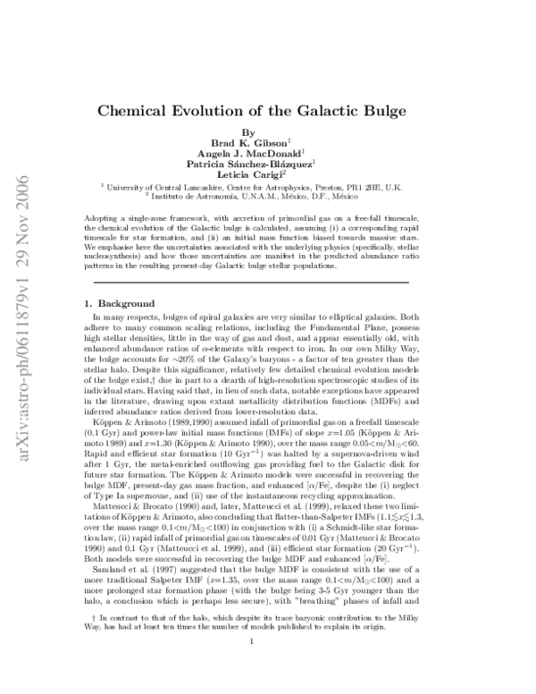 (PDF) Chemical evolution of the Galactic bulge