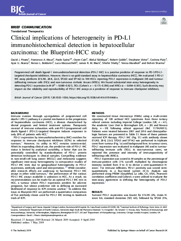 (PDF) Clinical implications of heterogeneity in PD-L1 ...