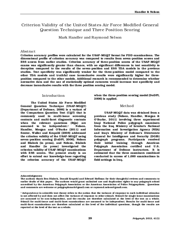 (PDF) Criterion Validity of the United States Air Force Modified ...