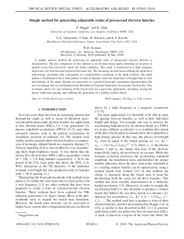 (PDF) Simple method for generating adjustable trains of picosecond ...