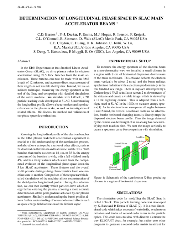 (PDF) Determination of Longitudinal Phase Space in SLAC Main ...