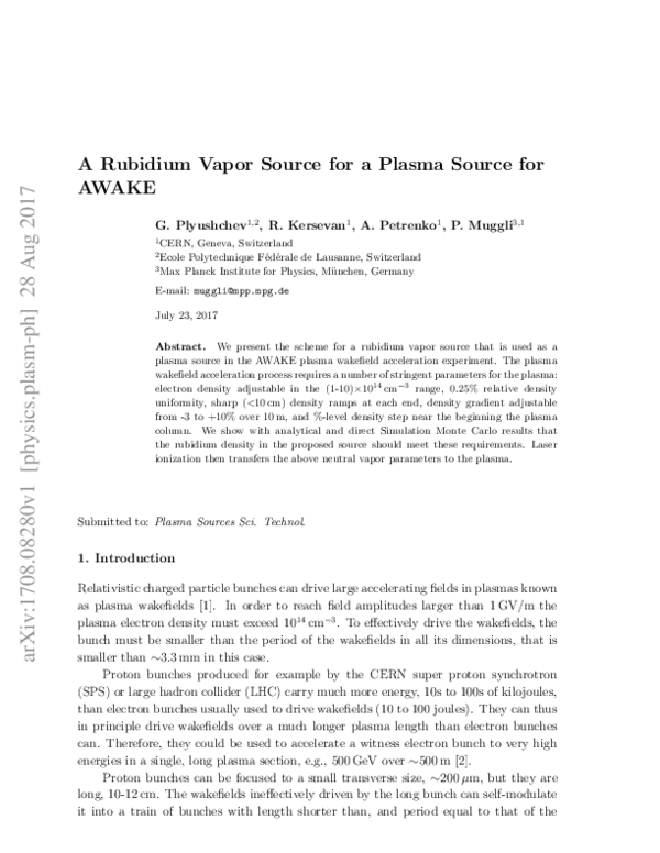 (PDF) A rubidium vapor source for a plasma source for AWAKE