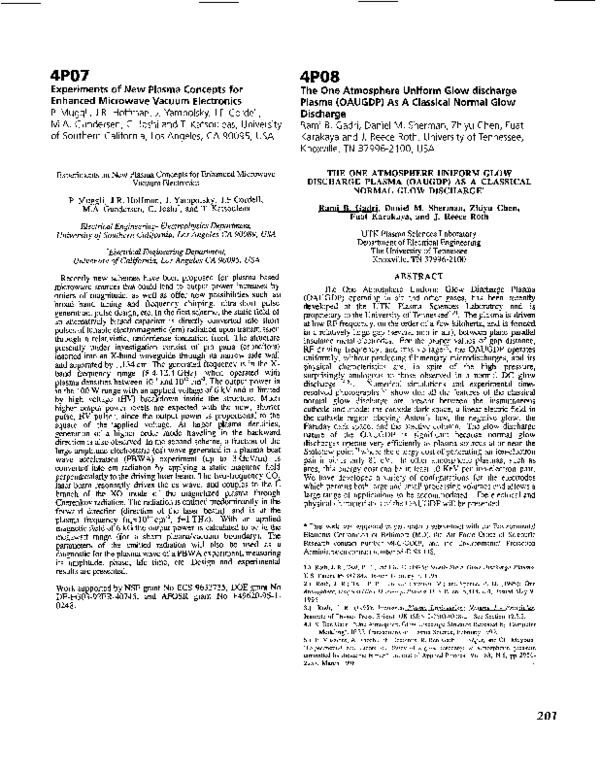 (PDF) Experiments on new plasma concepts for enhanced microwave vacuum ...