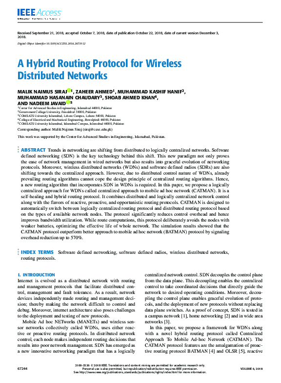 Pdf A Hybrid Routing Protocol For Wireless Distributed Networks 1352