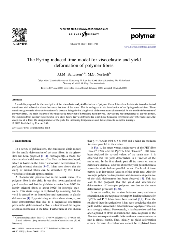 (PDF) The Eyring reduced time model for viscoelastic and yield ...