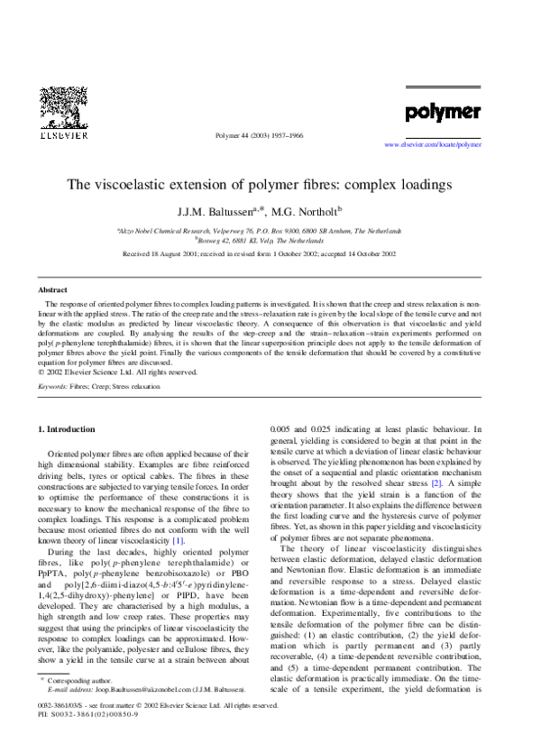(PDF) The viscoelastic extension of polymer fibres: complex loadings