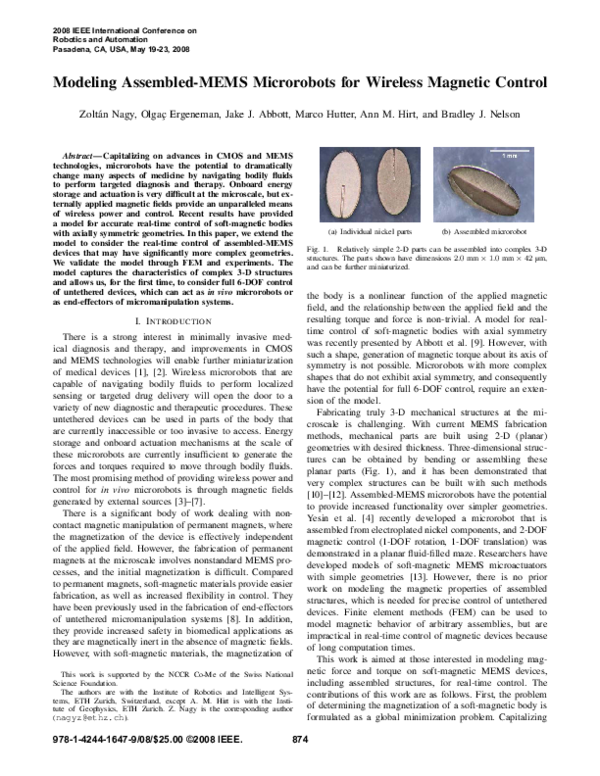 (PDF) Modeling assembled-MEMS microrobots for wireless magnetic control