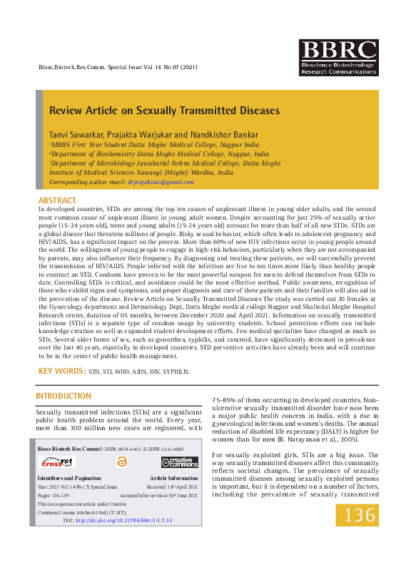(PDF) Review Article on Sexually Transmitted Diseases