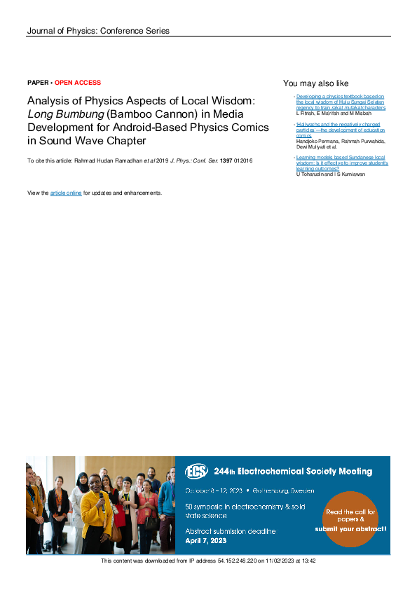 (PDF) Analysis of Physics Aspects of Local Wisdom: Long Bumbung (Bamboo Cannon) in Media ...
