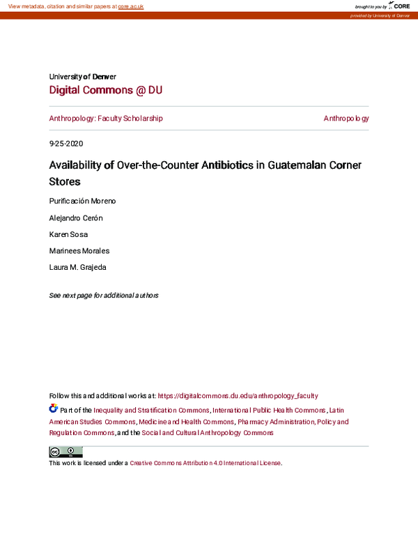 (PDF) Availability of over-the-counter antibiotics in Guatemalan corner ...