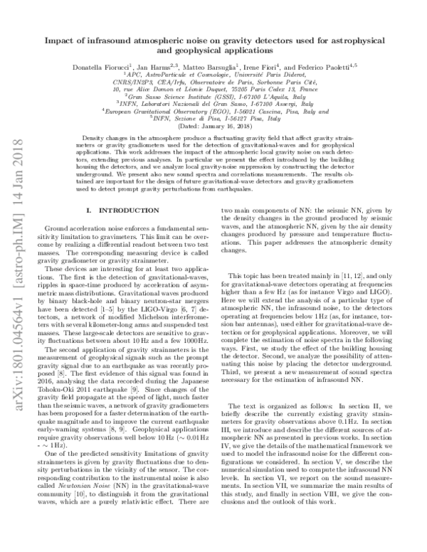 Pdf Impact Of Infrasound Atmospheric Noise On Gravity Detectors Used For Astrophysical And