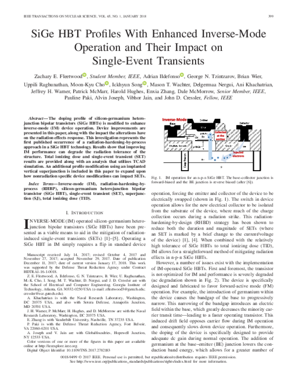 (PDF) SiGe HBT Profiles With Enhanced Inverse-Mode Operation and Their Impact on Single-Event ...