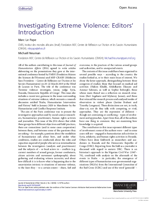 (PDF) Investigating Extreme Violence