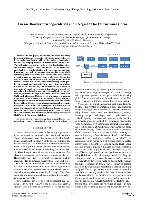 Pdf Cursive Handwritten Segmentation And Recognition For Instructional Videos 5560