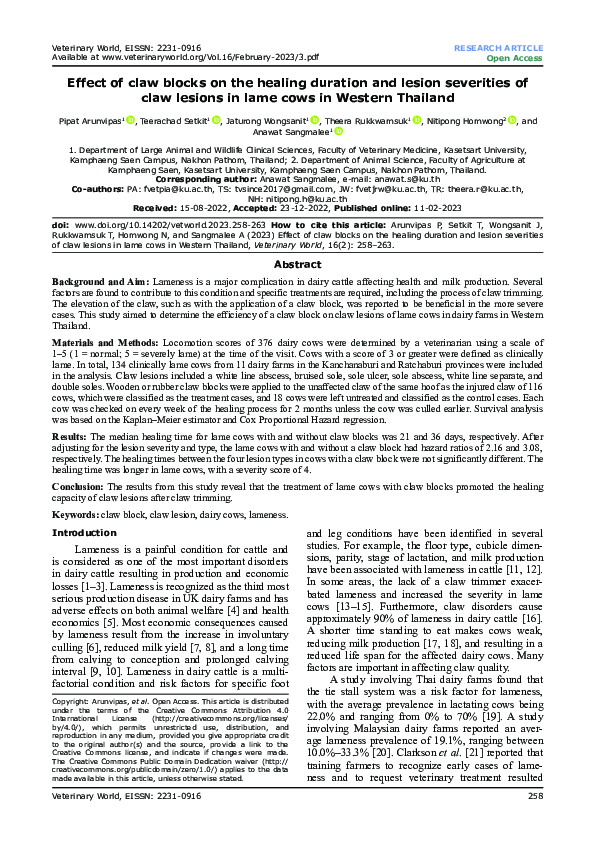 (PDF) Effect of claw blocks on the healing duration and lesion ...