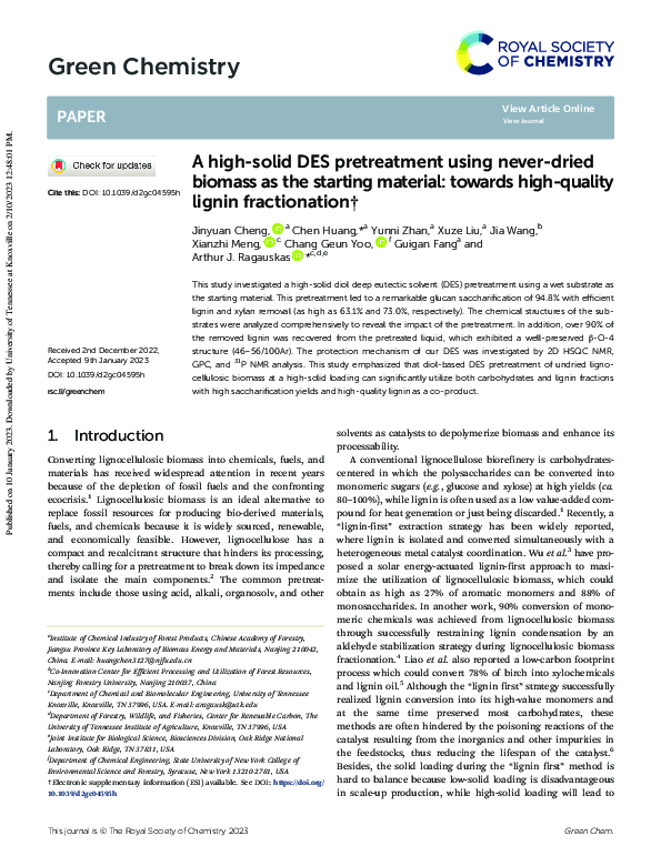 (PDF) A high-solid DES pretreatment using never-dried biomass as the ...