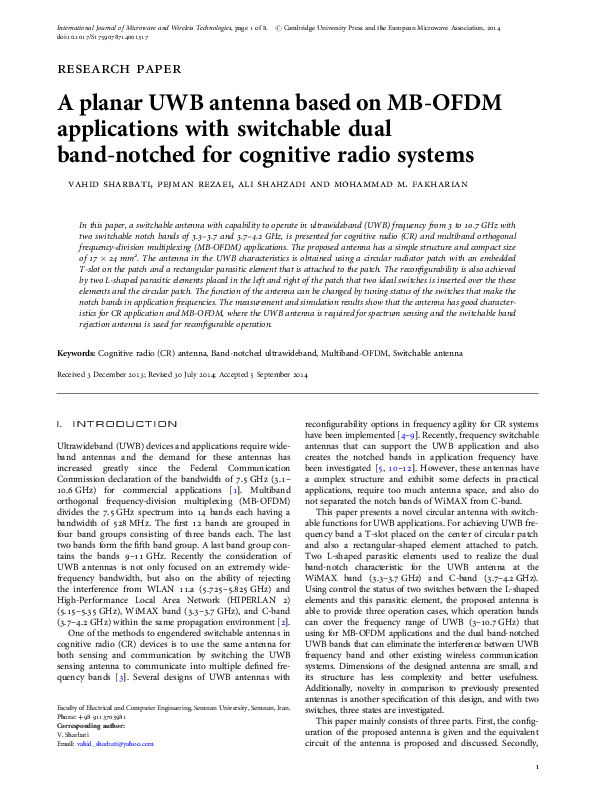 (PDF) A planar UWB antenna based on MB-OFDM applications with switchable dual band-notched for ...