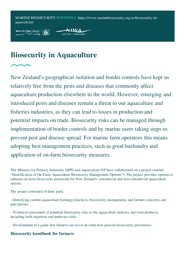 (PDF) Biosecurity in Aquaculture