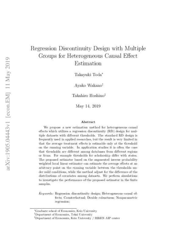 (PDF) Regression Discontinuity Design with Multiple Groups for ...