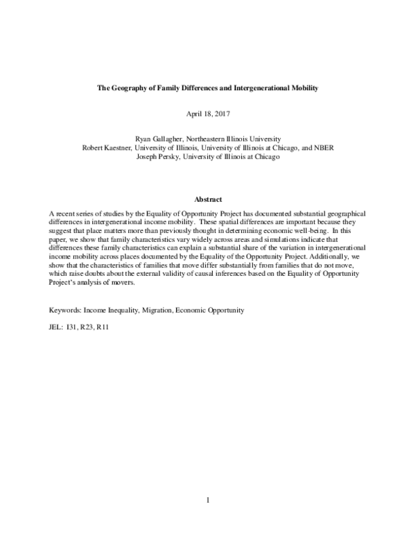 (PDF) The geography of family differences and intergenerational ...