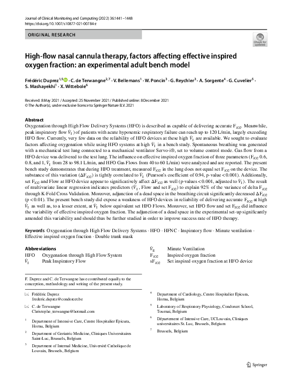 (PDF) High-flow nasal cannula therapy, factors affecting effective ...