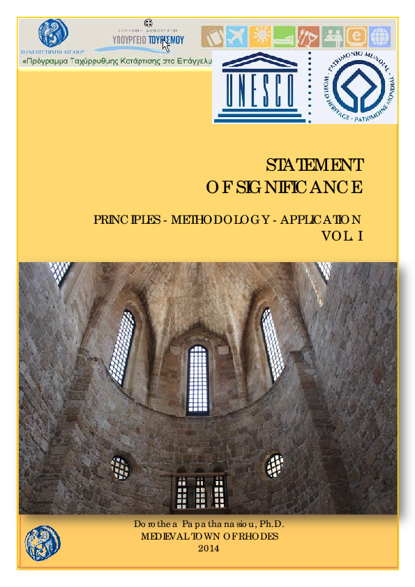 (PDF) Statements of Significance. Principles, Methodology, Application ...