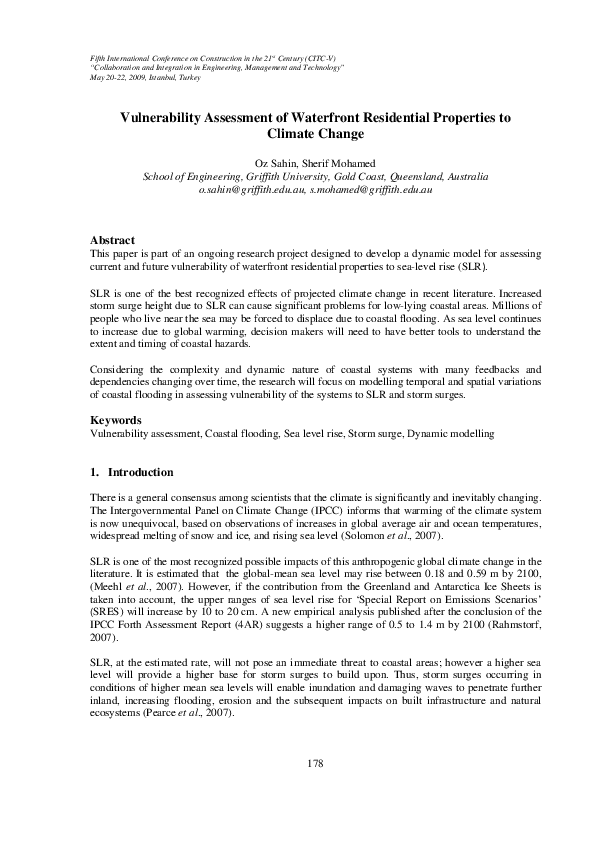 (PDF) Vulnerability assessment of waterfront residential properties to ...
