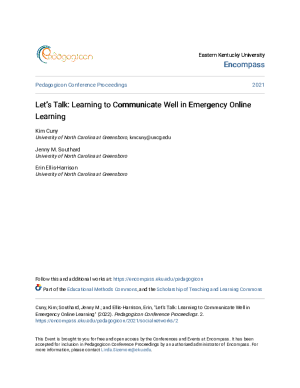 (PDF) Let's Talk: Learning to Communicate Well in Emergency Online Let ...