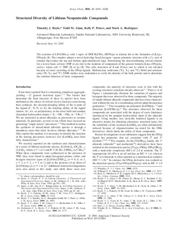 (PDF) Structural Diversity of Lithium Neopentoxide Compounds